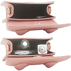 Nodeber Mini Crossbody Bag for Women Girls Synthetic Leather Flap Purse Styling Top-Handle Clutch Handbag Pink