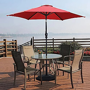 HYD-Parts 9FT Patio Umbrella Outdoor Table Umbrella,Market Umbrella with Push Button Tilt and Crank for Garden, Lawn, Deck, Backyard & Pool (Red)