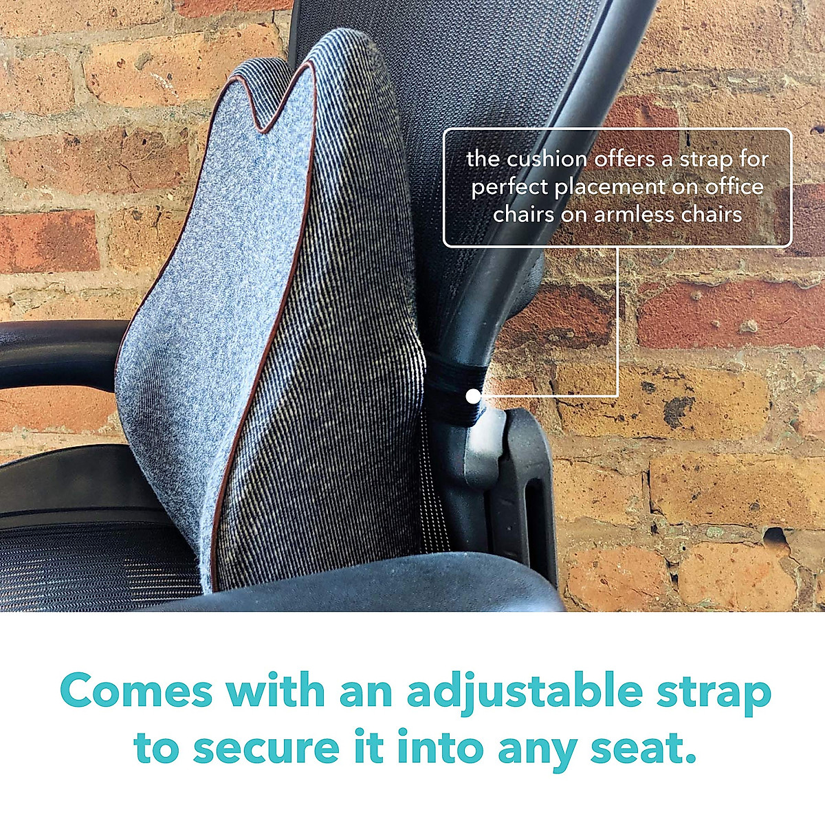 Cubii Cushii Back Support Cushion for Back and Lower Back Pain Relief - Universal Fit for Desk, Office, Kitchen Chairs, Couch Cushions with Advanced Back Lumbar Support