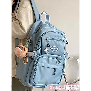 16 Inch Laptop Backpack Aesthetic Kawaii Back To School Large Capacity For Girls Women With Free Pendant Plaid (Blue)