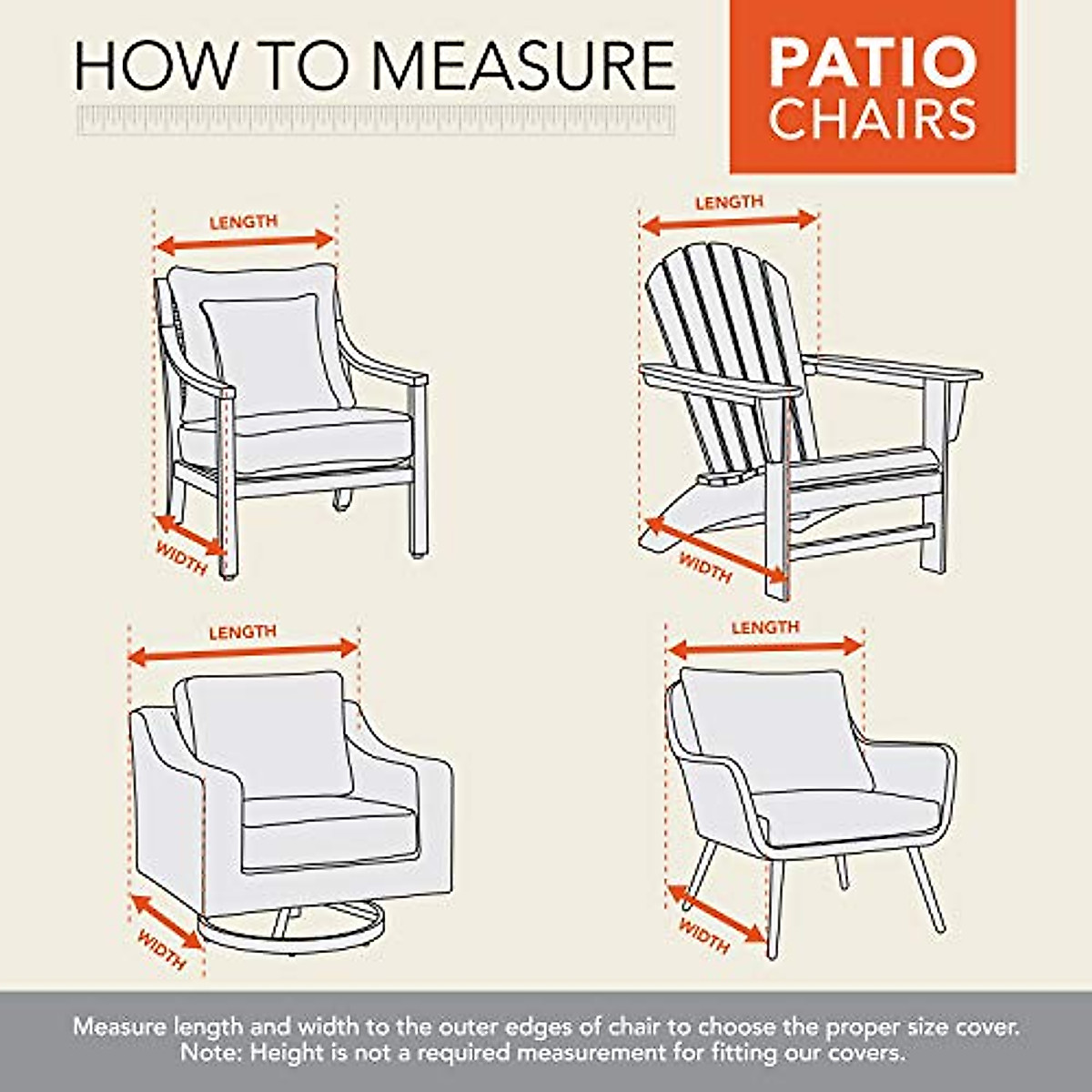 MODERN LEISURE 3134D Basics Outdoor Patio Chair Cover - Water Resistant (33 W x 34 D x 31 H inches), Khaki