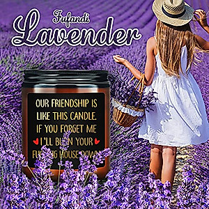 Fufandi Candle Birthday Gifts for Best Friend - Friendship Gifts, Jokes, Christmas, Gag Gifts for Friends, BFF, Coworker - Going Away Gift for Friend Female - Lavender Scented Candles with Keychain