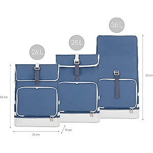 Babymoov Sancy Diaper Bag Backpack | Unisex Back Pack With Heavy Duty Roll-Top Closure, Large Insulated Compartment, Changing Pad And Accessories, Navy Blue