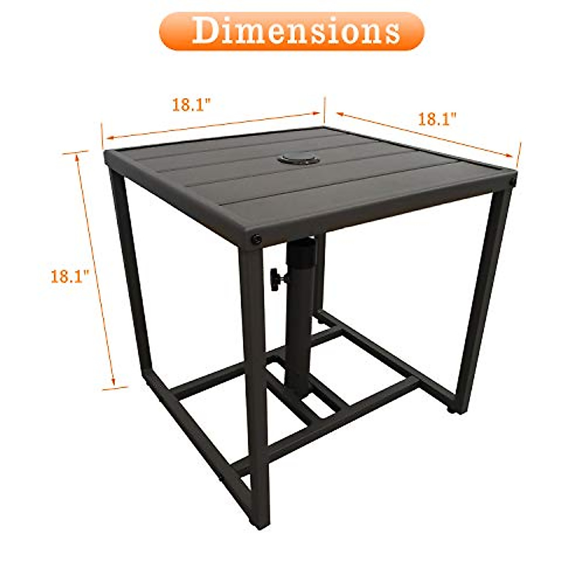 Patio Umbrella Table Stands with Umbrella Hole,with 4 Sand Bags Outdoor Umbrella Bases Small Square Table for Bistro,Balcony, Backyard, Patio, Garden, Deck and Pool Occasions