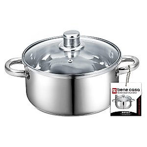 Bene Casa Classics Stainless Steel Dutch oven with Glass lid. 3 Quart