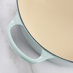 Le Creuset Signature 6.75-quart Round Wide Oven with Copper Knob - Enameled Cast Iron (Sea Salt)