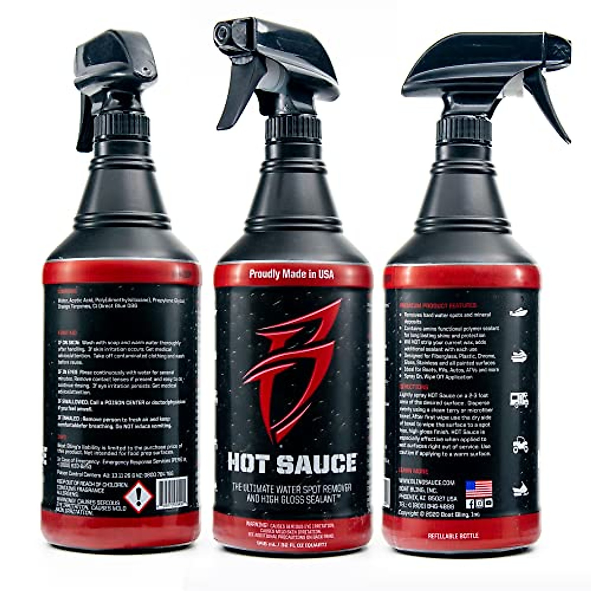 Boat Bling HS-0128 Hot Sauce Hard Water Spot Remover, Gallon Refill, for Boats, RVs, Powersport Vehicles and More, Black,1 Gallon