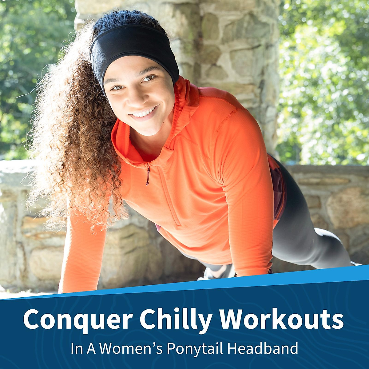 TrailHeads Women’s Ponytail Headband | Moisture Wicking Ear Band | The Power Running Headband - black One Size