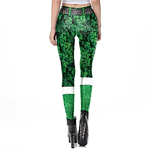 Fairy Baby Women St. Patrick's Day Tights Stretchy Leggings Skinny Pant for Yoga Running (Small)