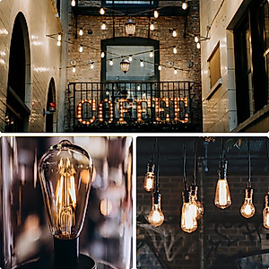 FANNIS 6pcs ST38 Edison Small Bulb 4W Equivalent to 25W-40W E12 Base Vintage Amber Glass LED Warm Yellow 2200K Bulb for Chandeliers Fans Candelabras Outdoor ST38 String Lights