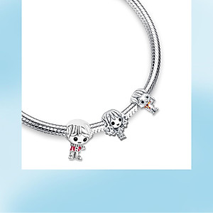 MGIUL Wave Girl Lightning Boy Charm Beads for Women Bracelets Necklaces 925 Sterling Silver Pendants Jewelry Gift for Girls Boy