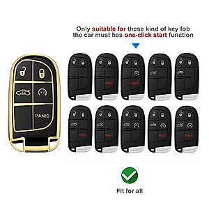 Compatible with Jeep Grand Cherokee Key Fob Cover, 3 4 5 Buttons Protector for Jeep Key Cover with Key Fob Keychain, Fit for Jeep Compass Renegade Cherokee (Jep-W)