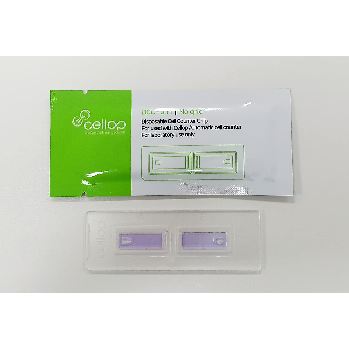 Cellop-Chip NG (No Grid), Gridless Cellop Chip hemocytometer, Microscope Slide, 10µL Chamber Volume, 1.6mm Thickness (Pack of 50)