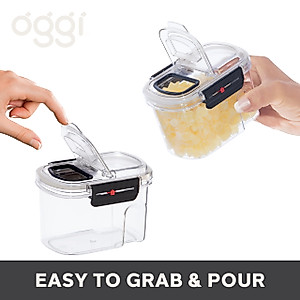 Oggi Easi Grip 23oz Moisture Proof Storage Container, Ultra Clear BPA-Free Sealable Canister, Flip Open Pouring Lid, Date Reminder Slider on Clip, Ideal Kitchen and Pantry Storage (23oz / 0.68lt)