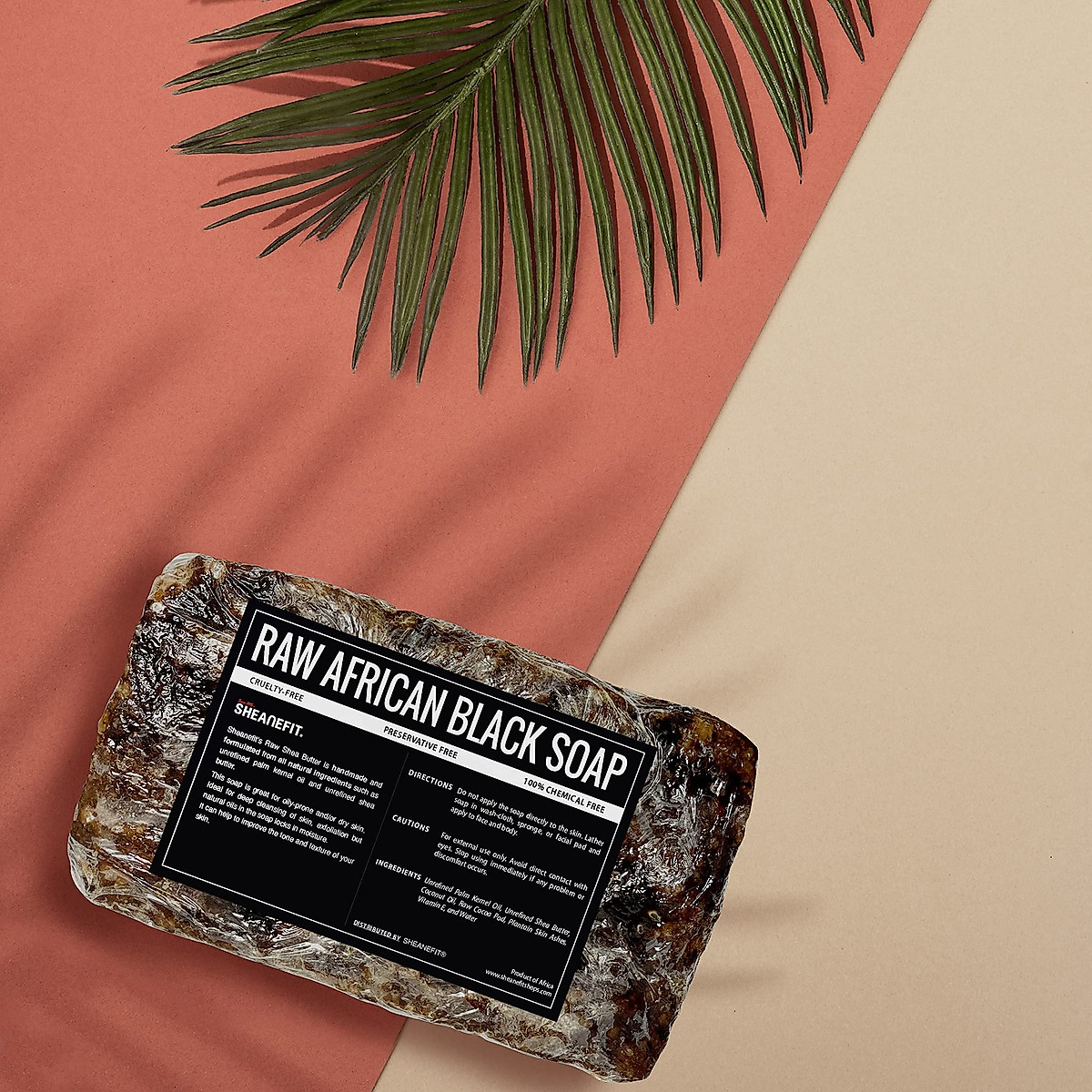 Sheanefit Raw African Black Soap Bar - For All Skin Types - Face, Body, Hair Soap Bulk Bars (1 Pound)