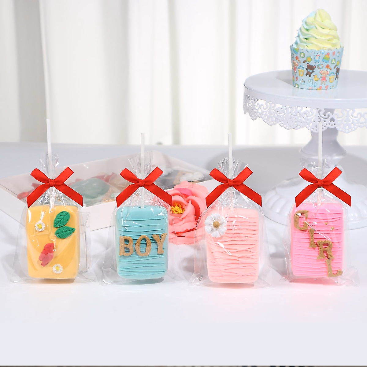 50PCS 3½x6 Inch Clear Rice Krispie Treat Bags Cakesicle Bags With Gold Twist Tie Ribbon Stick Cookie Bags for Gift Giving Bags(include 50pcs of Bags,Gold Twist Tie,Ribbon,Stick)
