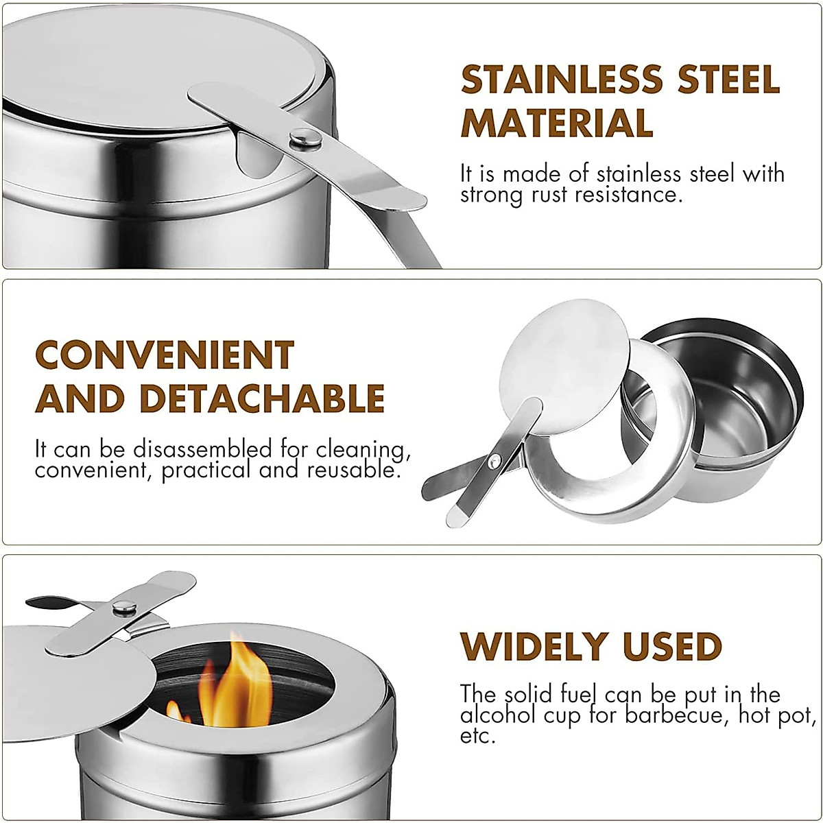 DOITOOL 4Pack Stainless Steel Fuel Holders, Chafing Fuel Holders with Cover, Fuel Holder for Chafing Dish, and Buffet, Barbecue, Party