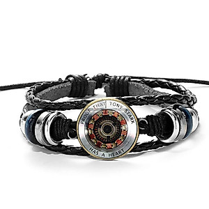 AOASK 8Pcs Iron Men Heart Leather Wrap Bracelets Women Men
