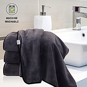 Cosy Family Microfiber 4 Pack Bath Towel Set, Lightweight and Quick Drying, Ultra Soft Highly Absorbent Towels for Bathroom, Gym, Hotel, Beach and Spa (Dark Grey)