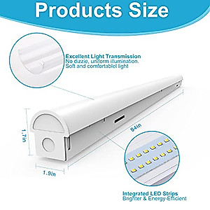 Lightdot Compact 8FT LED Shop Light, Suspend/Flush Mount Comercial Lighting, 110W [Eqv. to 440W HPS/WH] 5000K Daylight Shop Lights Fixtures for Workshop, Energy-Saving up to 4015W/5Y(5hrs/Day) 6Pack