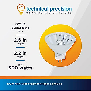 Technical Precision 300W 120V Halogen Bulb Replacement for Kodak Carousel 760h MR16 Projector - GY5.3 2-Flat Pins - 3350K Slide Projector Bulb - 1 Pack