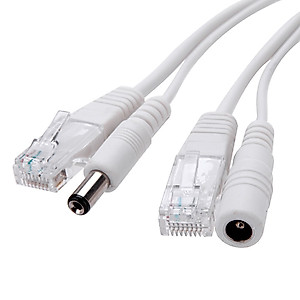 OdiySurveil 5Pairs Passive PoE Injector and Splitter Kits with 5.5x2.1mm DC Connector RJ45 Power Over Ethernet (White)