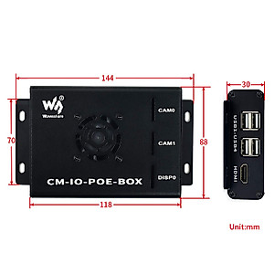 TOP1 CM-IO-POE-Box Compute Module Mini-Computer with Compute Module PoE Board Based On Raspberry Pi Compute Module CM3/3+ Series Support 2 CSI Cameras PoE Power Over Ethernet