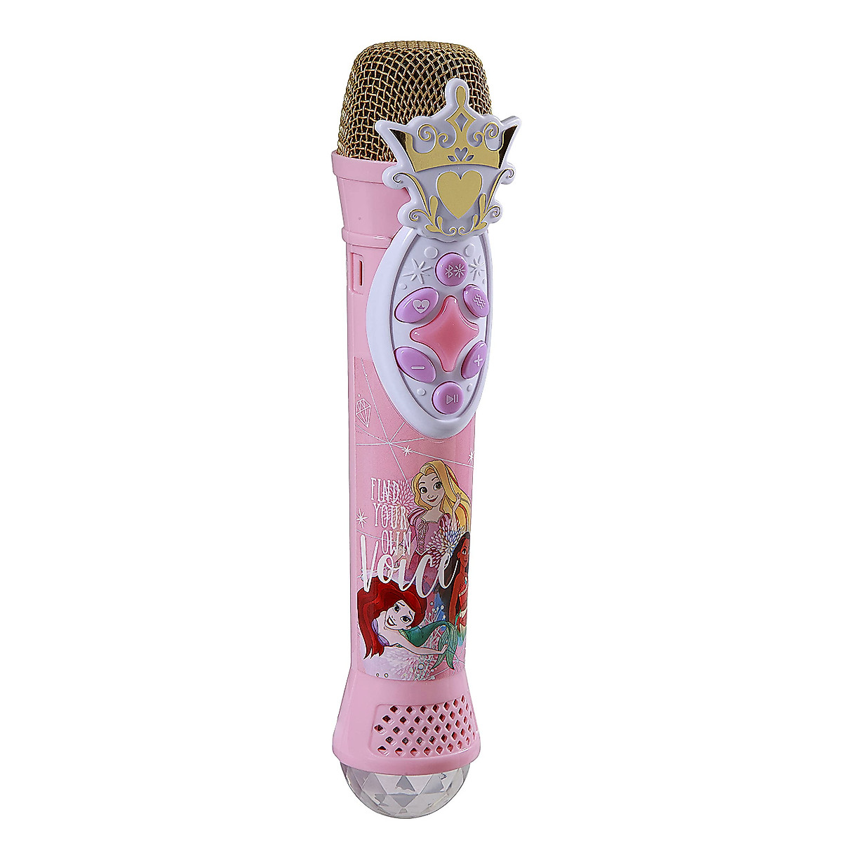 eKids Disney Princess Karaoke Microphone with Bluetooth Speaker, Wireless Microphone Connects to Disney Songs Via EZ Link Feature, for Fans of Disney Princess Toys