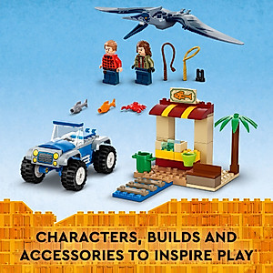 LEGO Jurassic World Pteranodon Chase 76943 Dinosaur Toy Set with 2 Minifigures and Buggy Car, Gift Idea for Kids 4 Plus Years Old