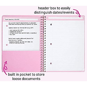 Vera Bradley Mini Spiral Notebook, College Ruled Paper, 8.25" x 6.25" with Pocket and 160 Lined Pages, Felicity Paisley Pink