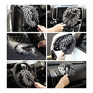 MoKo Car Duster, 2 Pack Super Soft Microfiber Car Dash Duster Detail Brush Set Interior Exterior Cleaning Dusting and Washing Tool for Car Motorcycle Automotive Dashboard Air Vents - Grey