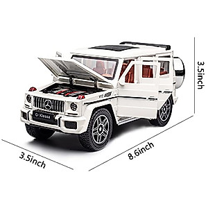 EROCK Exquisite car Model 1/24 Benz G63 AMG Model Car, Zinc Alloy Pull Back Toy car with Sound and Light for Kids Boy Girl Gift (White)