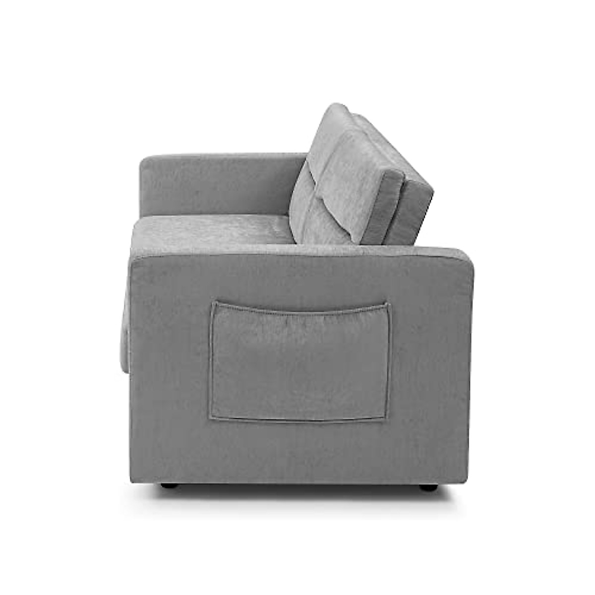 Anchorh Loveseats Sofa Bed with Pull-Out Bed,Adjsutable Back and Two Arm Pocket,Folding Futon Sofa Bed with Wood Legs Sleeper Sofa Recliner for Living Room (Grey)