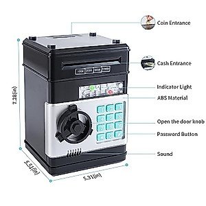 Piggy Bank Cash Coin ATM Bank Electronic Coin Bank for Teens Girls Toy Ages 3-12 Children with Password Lock, Gift and Creative Idea for Girls3.4.5.6.7.8.9.1011 Years Old