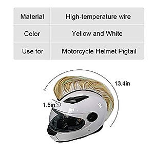 Pearlead Helmet Mohawk Wig Adhesive Accessories Kids Mohawk for Motorcycle Bicycle Ski Snowboard Helmet Hair Reusable Design Yellow White