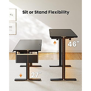 ErGear Standing Desk with Storage Pocket, 48 x 24 inch Height-Adjustable Standing Desk, Electric Standing Desk Workstation with Height Memory Presets for Home & Office, Black