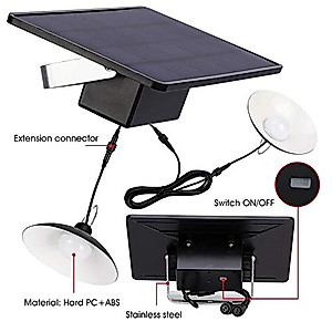 HFFFHA LED Solar Chandelier Outdoor Indoor Solar Power Lamp with Wire Bulb Shed Light Home Garden Yard Single Head Lamp,White