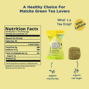Tea Drops, Tea Matcha Green Organic 10 Count, 2.5 Ounce