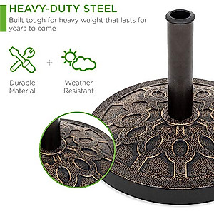 Best Choice Products 29lb Outdoor Patio Umbrella Stand Heavy-Duty Steel Round Umbrella Base w/Rustic Finish, 18in Diameter – Bronze