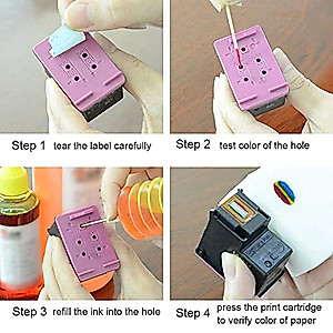 Aomya Ink Refill Kit 100ml for HP 61 60 62 63 564 920 901 902 932 933 934 940 950 951 952 94 95 96 Inkjet Printer Cartridges Refillable Ink Cartridges CIS CISS System 4 Color Set with 4 Syringes