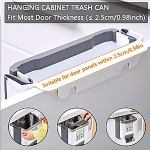 XIJING Small Hanging Kitchen Trash Can, Portable Mini Garbage Can and Collapsible Compact Trash Bin for Kitchen Cabinet Door Drawers, Room, Car, Bedroom Plastic Waste Bin - 9L/2.4 Gallon (Coffee)