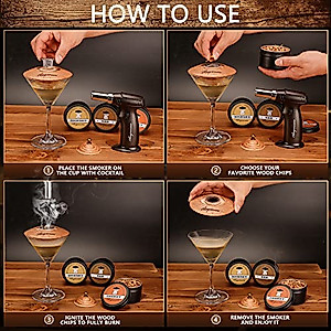 Old Fashioned Smoker Kit - Cocktail Smoker Kit with Torch - 3 Different Wood Chips,Bourbon/Whisky Smoker Kit,Bar Set - Birthday Gifts for him/Father/Husband/Father's Day/Halloween/Christmas（no Butane）
