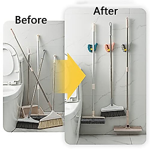 HZIYOU Broom Holder, Mop Clips, Sturdy Broom Holder Wall Mount, Super Anti-Slip Utility Hooks for Home, Bathroom, Kitchen, Garden, Garage (3 Pcs)