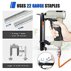 Woodpecker N7116S Pneumatic Continuous Firing Upholstery Stapler, 22 Gauge 71 Series 3/8-inch Crown Staple Gun Fits 3/16-inch to 5/8-inch Length Staples