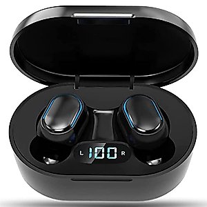 Wireless Earbuds, Bluetooth Headphones LED Display Charging Case IPX7 Waterproof with Microphone High-Fidelity Stereo Earphones for Sports Work