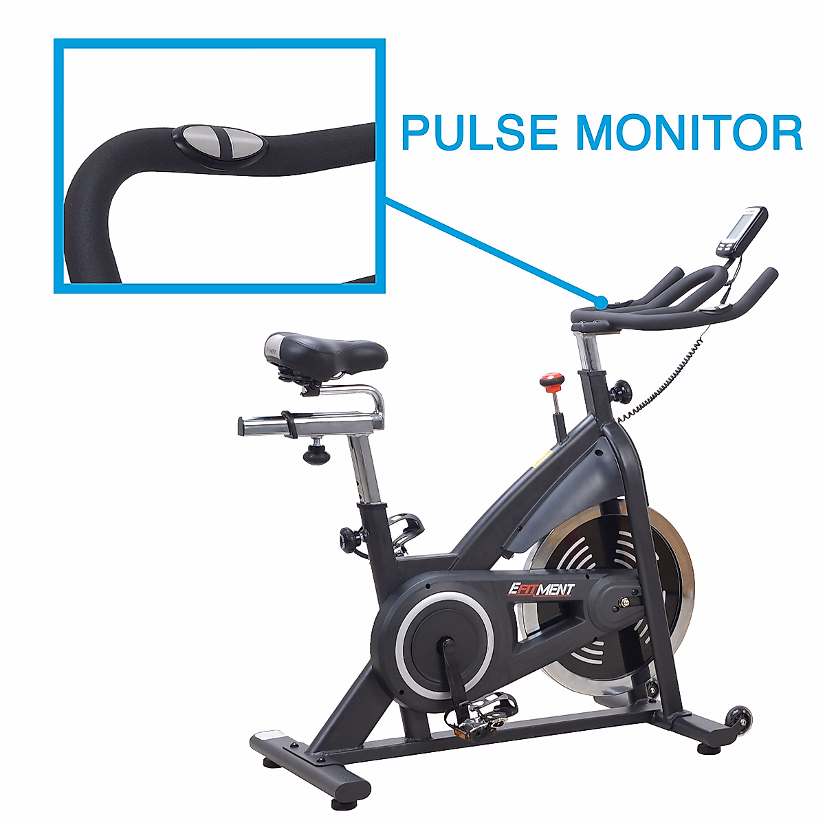 EFITMENT Indoor Cycle Bike, Magnetic Cycling Trainer Exercise with Belt Drive, LCD Monitor and Pulse Monitor (40 LB Flywheel)