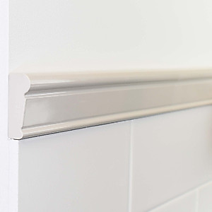 Questech Decor Chair Rail Tile Trim, 2 x 12 Inch Tile Edge Trim Cap, Decorative Shower Tile Liner, Kitchen Tile Border Backsplash Trim, Gray Polished, 6 Pack