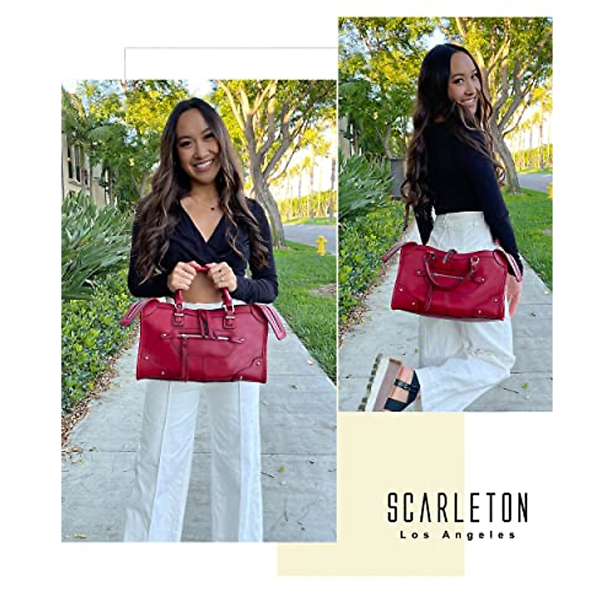 Scarleton Purses for Women, Crossbody Bags for Women, Studded Shoulder Bag, Top Handle Handbags for Women with Strap, H207310A, Red