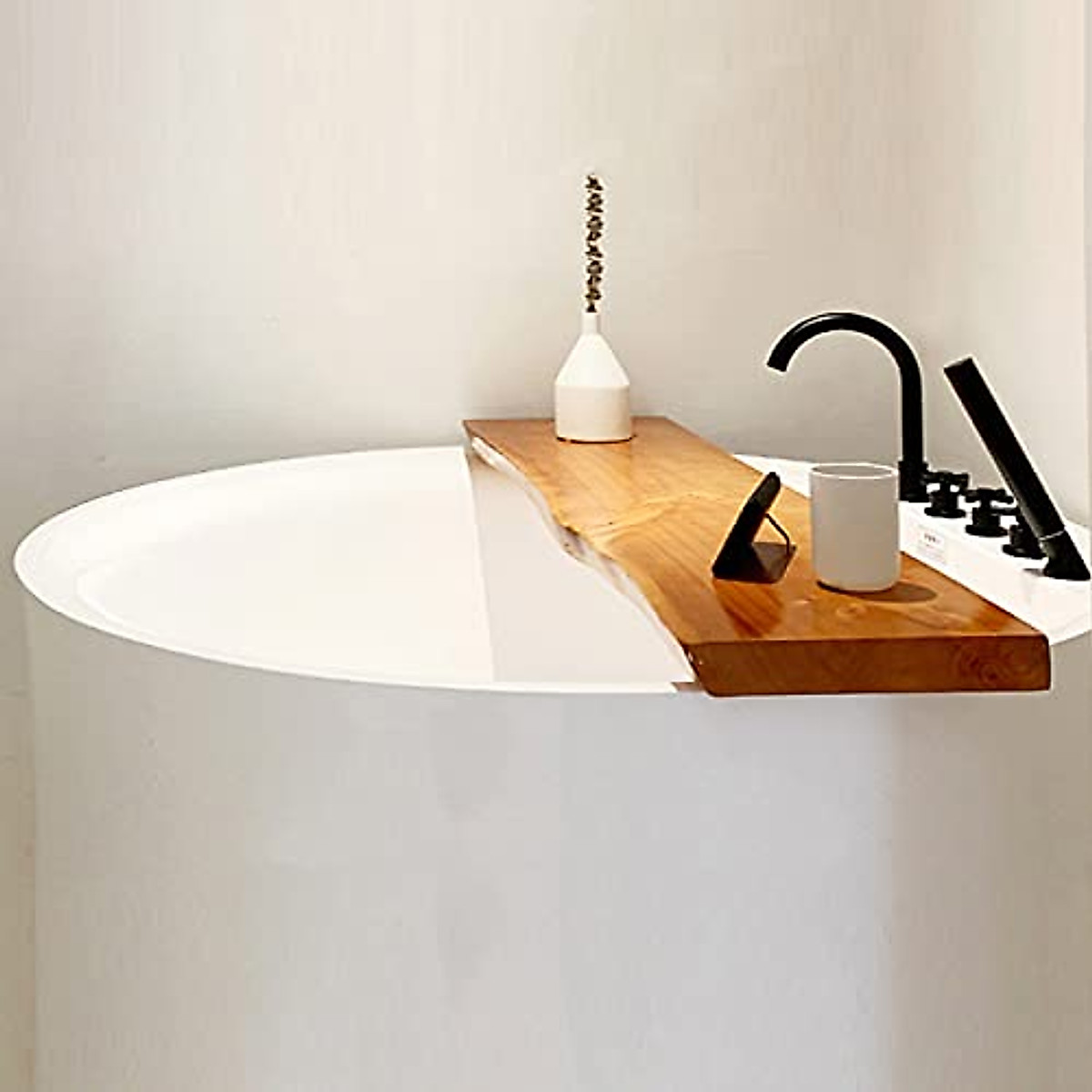 Bathtub Tray Caddy, Natural Wood Bath Tray for Tub, Portable Soap Dish Book Wine Glass Phone Holder for Bathroom Living Room Shelf (90x30x5cm, Rosewood)