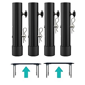 ruiru bro Table Leg Extenders for Folding Tables Straight/Bent Leg,Heavy Duty Folding Table Leg Extensions,2 Levels/Heights Adjustable Risers-Ideal for Improving Your Back Pain(4-Pack)